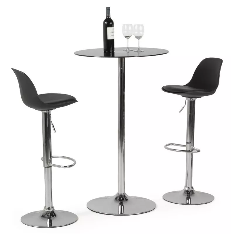 Tabouret de bar rond contemporain rotatif et réglable ROBIN (noir)