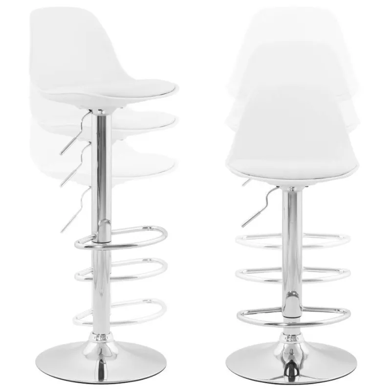 Tabouret de bar compact rotatif et réglable ROBIN (blanc)
