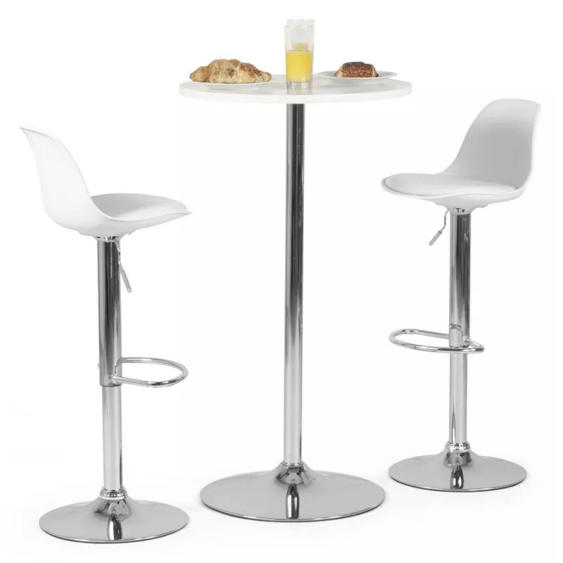 Tabouret de bar compact rotatif et réglable ROBIN (blanc)