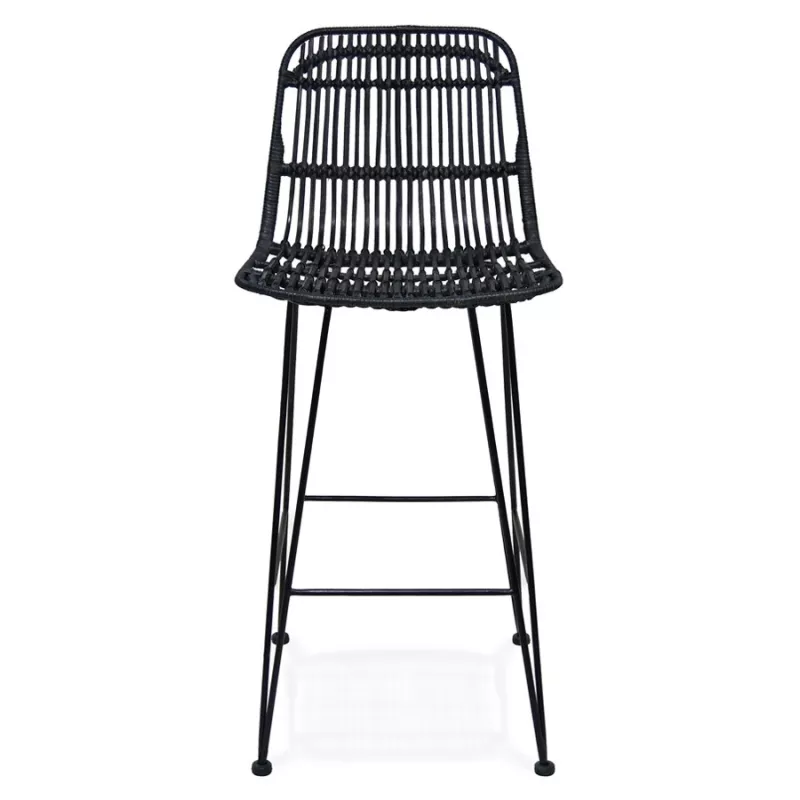 AMINI MINI black rattan bar stool (black)