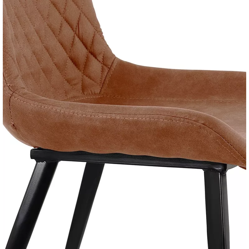 Beautiful brown microfiber chair and black metal legs